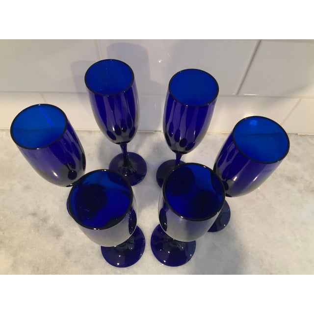 Libbey Cobalt Blue Champagne Flutes, a Set of 6 | Chairish