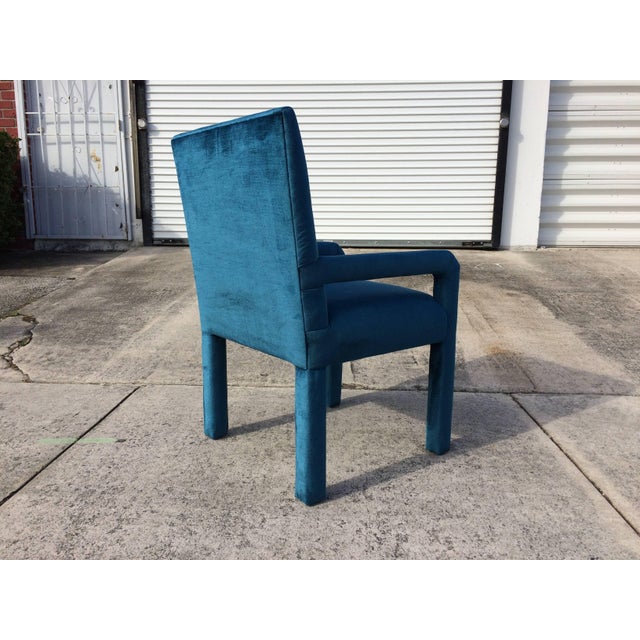 1970s Mid-Century Modern Lagoon Blue Velvet Parson Chairs - A Pair ...