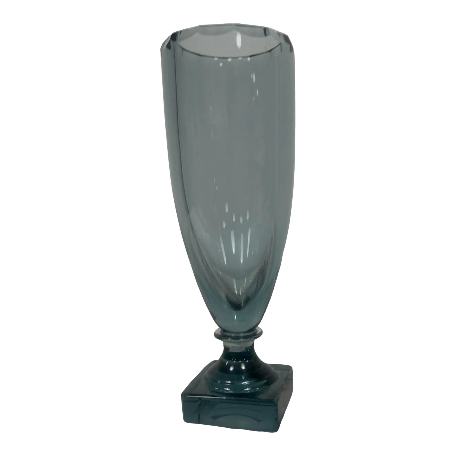 Vintage Blue Smoke Glass Vase | Chairish