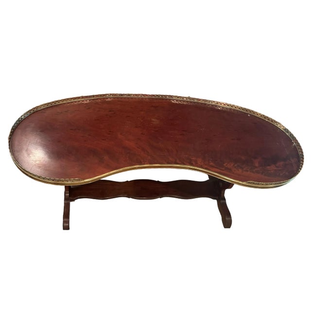 Vintage Traditional Federal Style Mahogany & Burl Wood Kidney Shaped ...