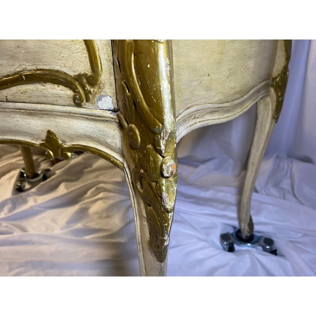 French Style Marble Top Painted Bombe Commode | Chairish