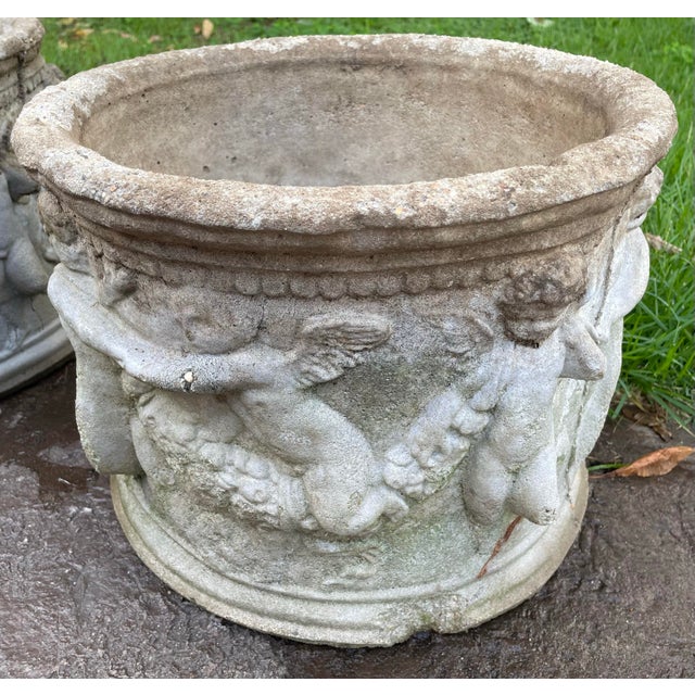 Vintage Large Concrete Neoclassical Planters With Dancing Putti All ...