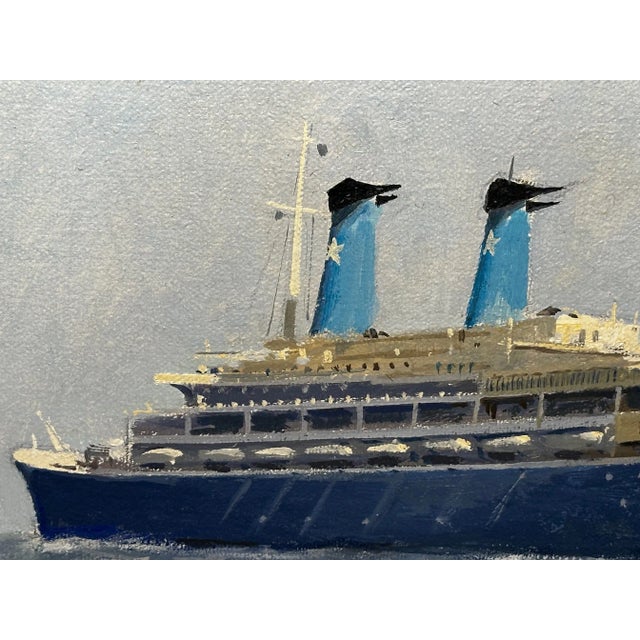 1960s British Mid Century Oil Painting Ms Achille Lauro Ship Ex Willem ...