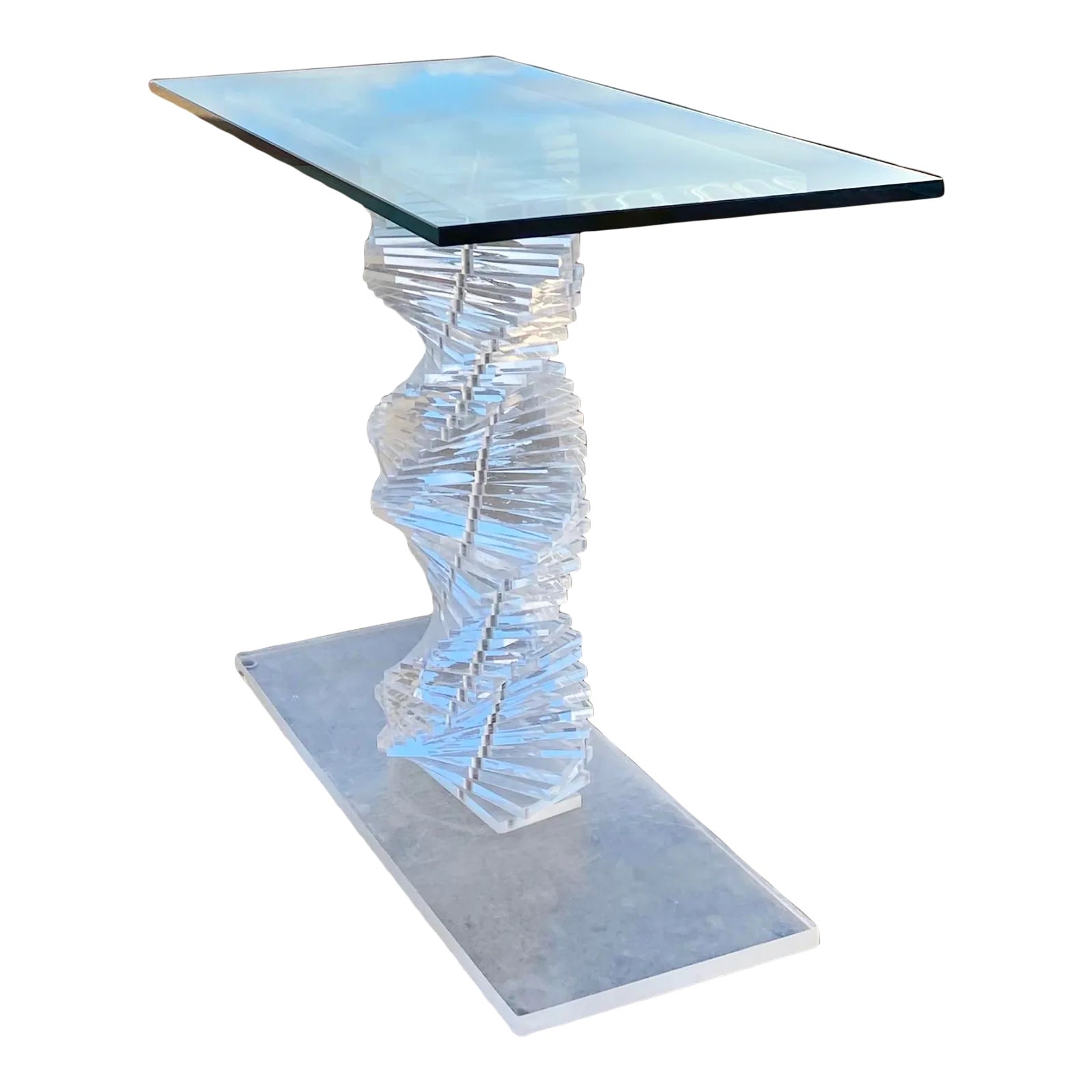 Twisted Helix Stacked Lucite Console Table | Chairish
