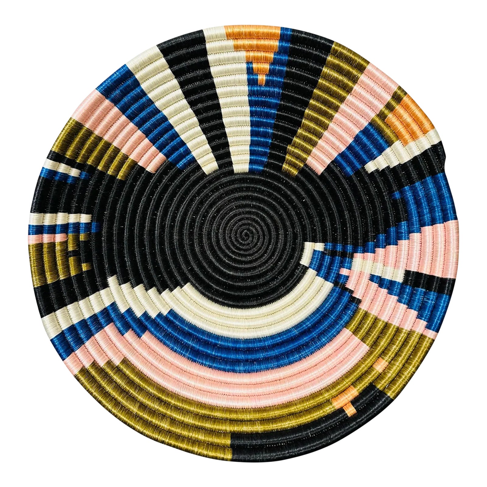 African Rwanda Woven Sweetgrass and Sisal Wall Hanging Basket | Chairish