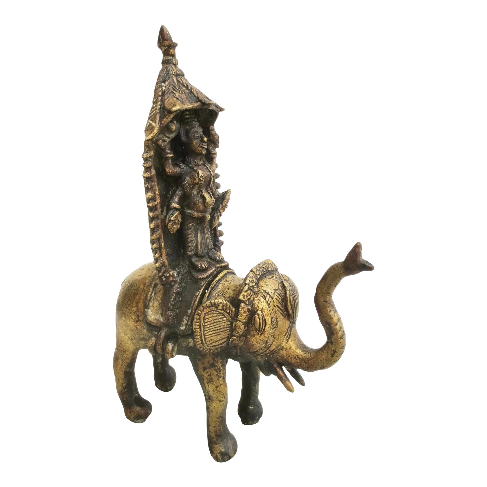 Tribal Dhokra South Indian Sculpture Vishnu on Elephant Shrine | Chairish