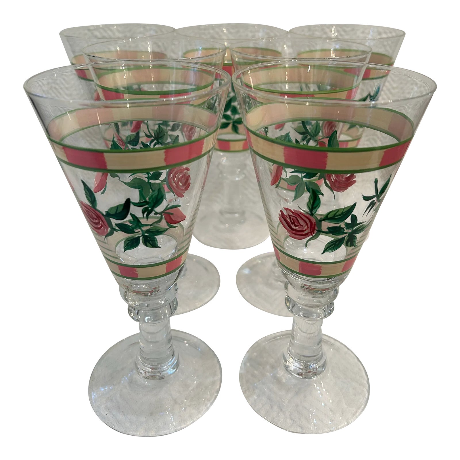 Early 21st Century Wedgwood “English Cottage” Hand Painted Goblets - a ...