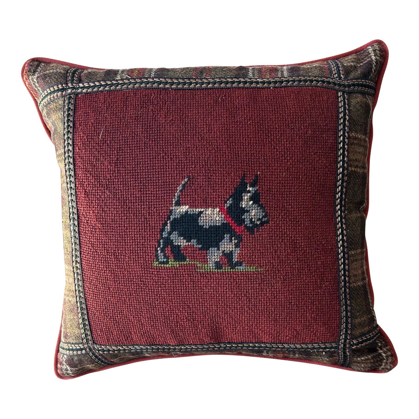 Scottie Dog Needlepoint Pillow | Chairish