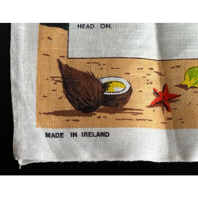Vintage 1950's Lithographed Caribbean Barbados Rum Bar Towel | Chairish