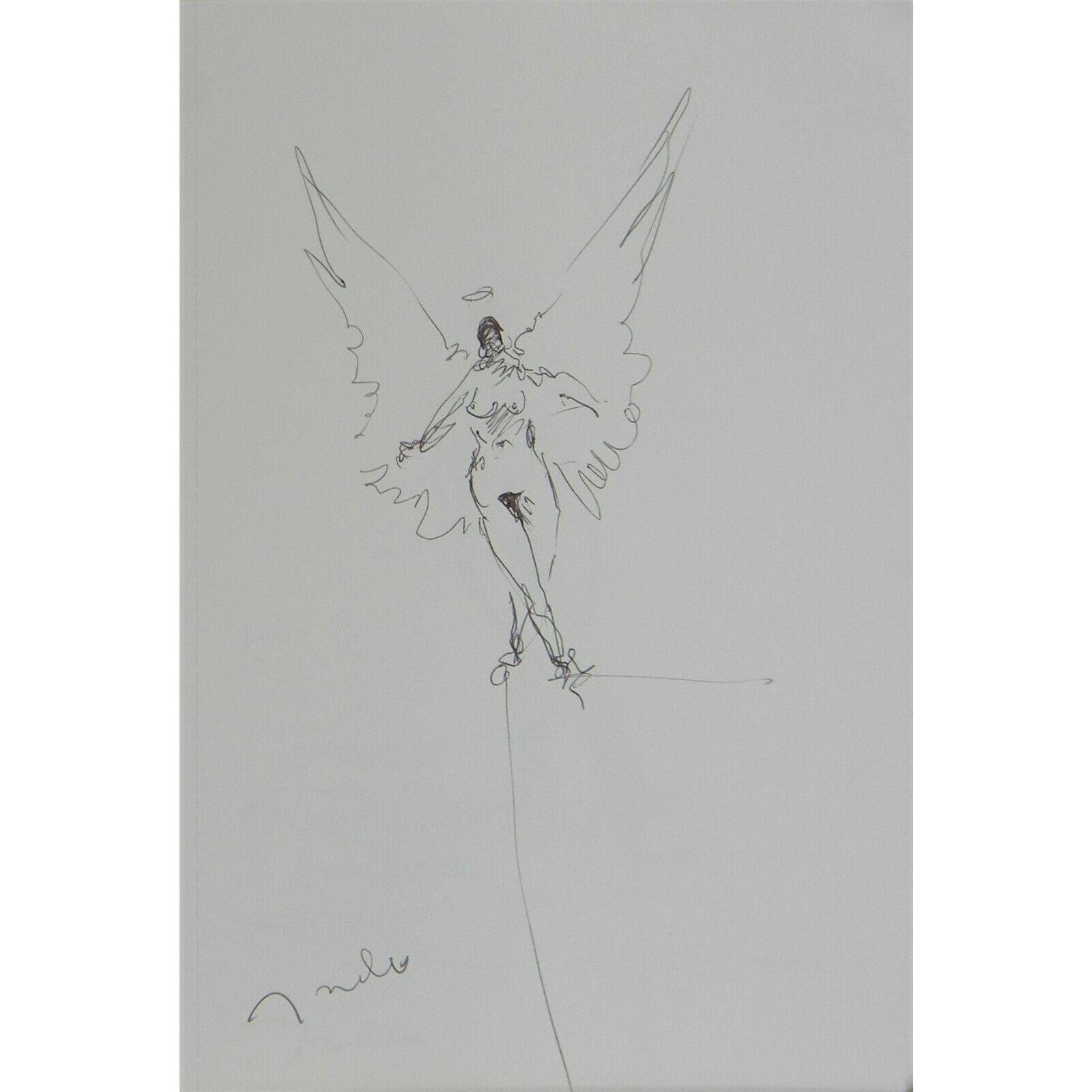 Contemporary Minimalist Figurative Angel Ink Drawing by Jose Trujillo ...