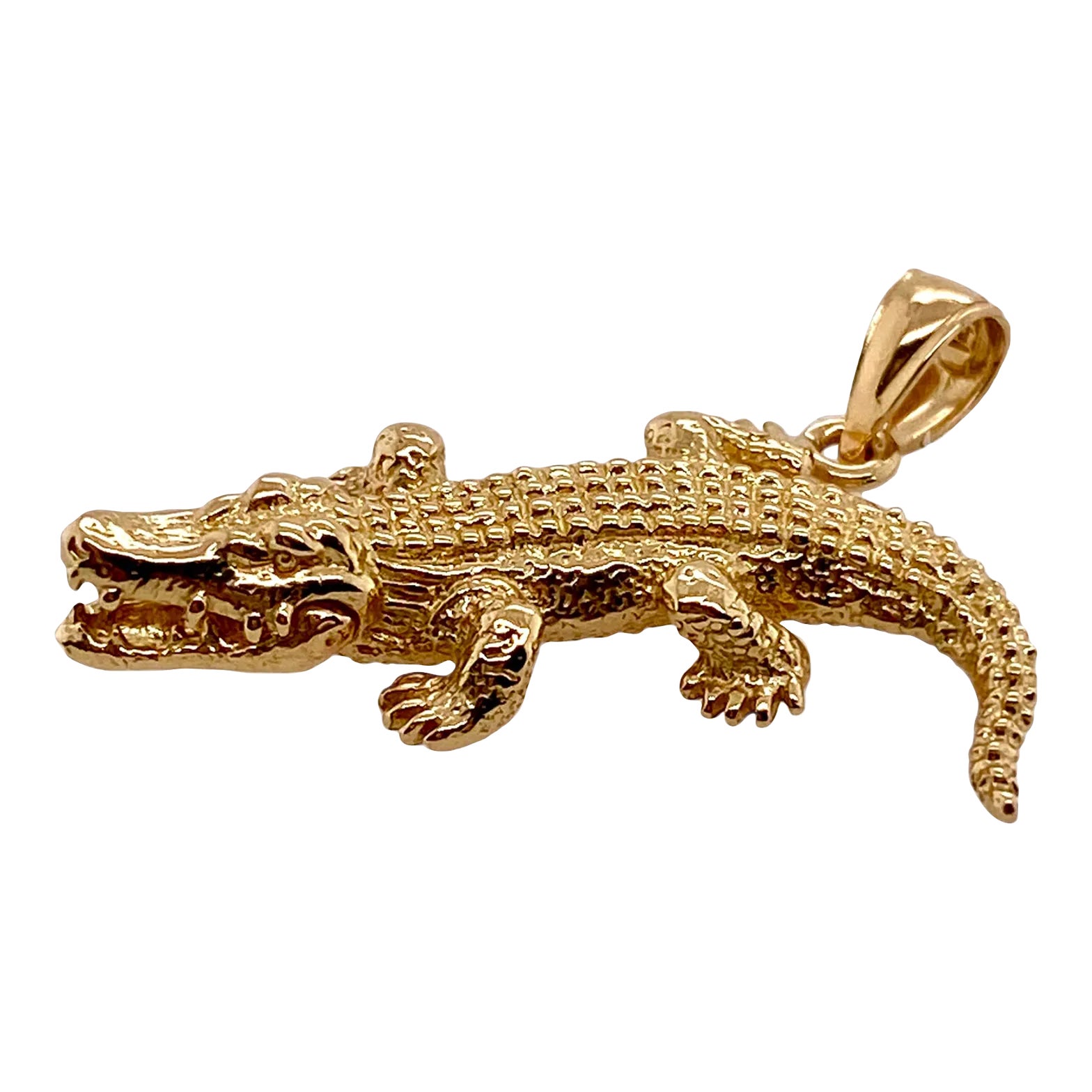 1980s 14k Gold Alligator Pendant or Charm | Chairish
