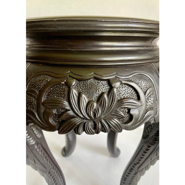 Asian Japanese Black Carved Wood Dragon Stand Pedestal | Chairish