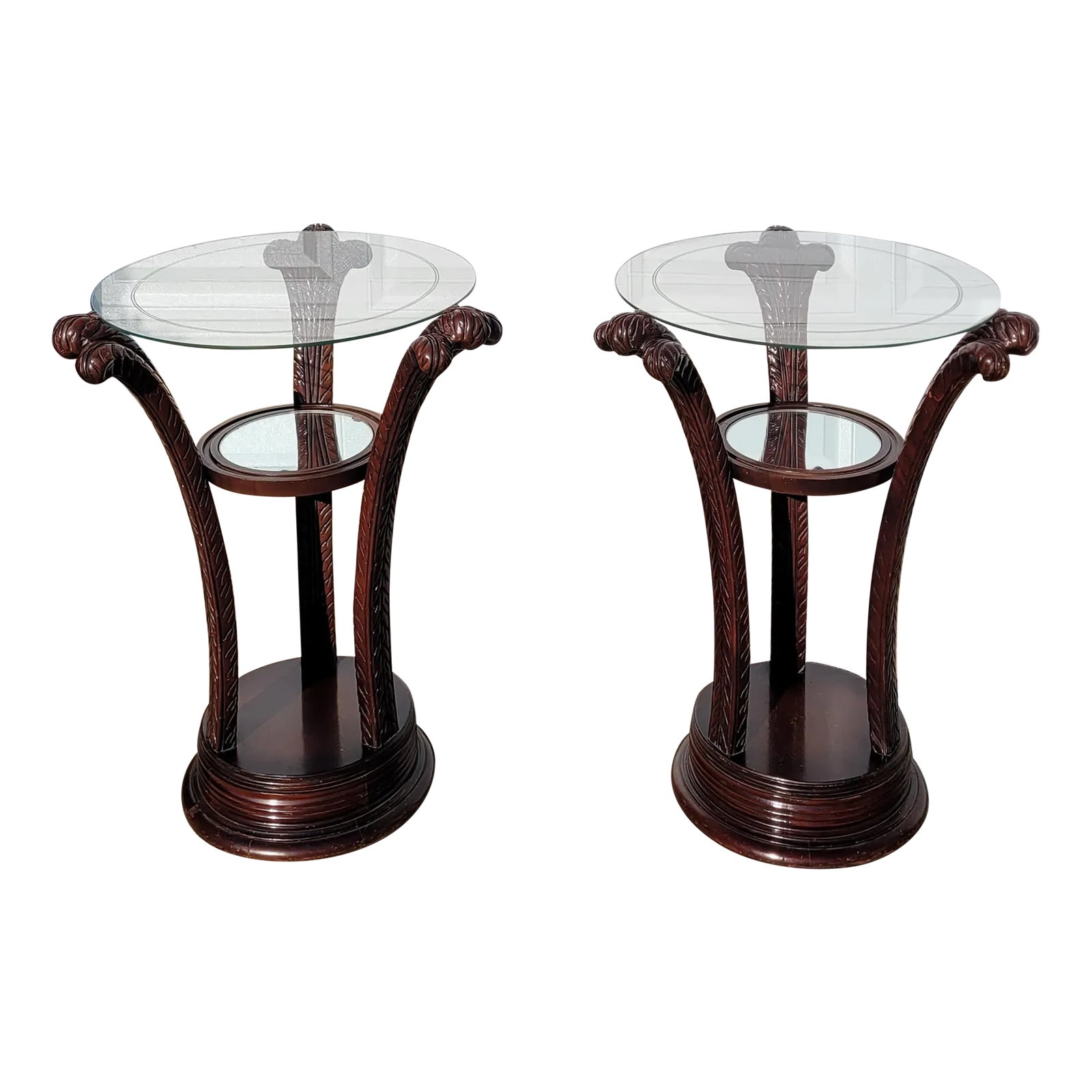 1950s Hollywood Regency Carved Plume Feather Side Tables - Manner ...