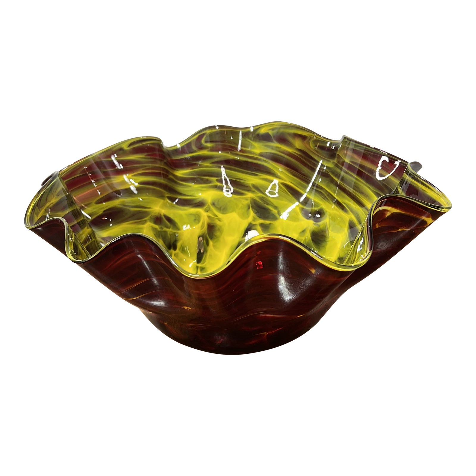 2006 Handley Signed Scalloped Edge Glass Bowl | Chairish