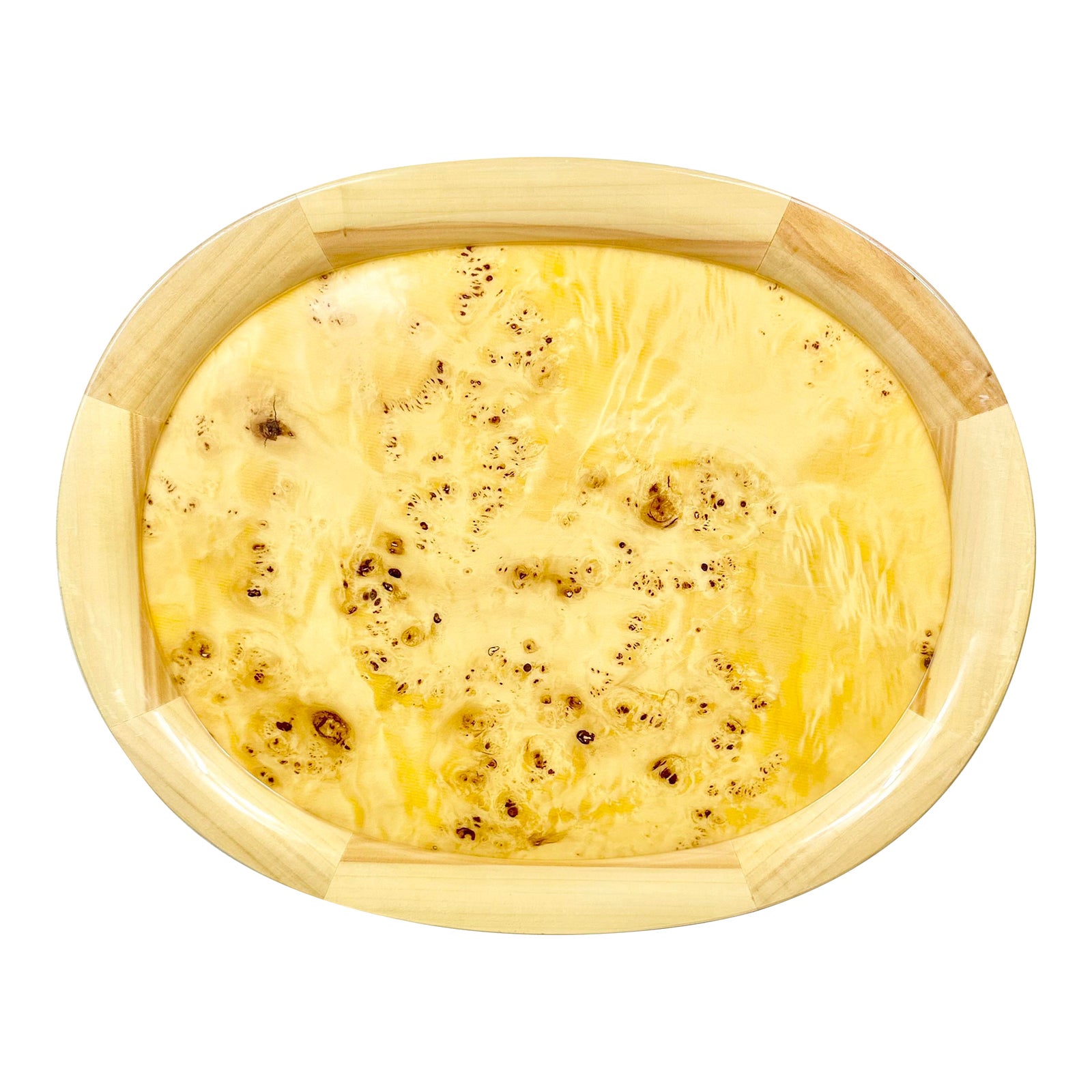 Large Vintage Birds Eye Maple Burl Wood Serving Tray | Chairish