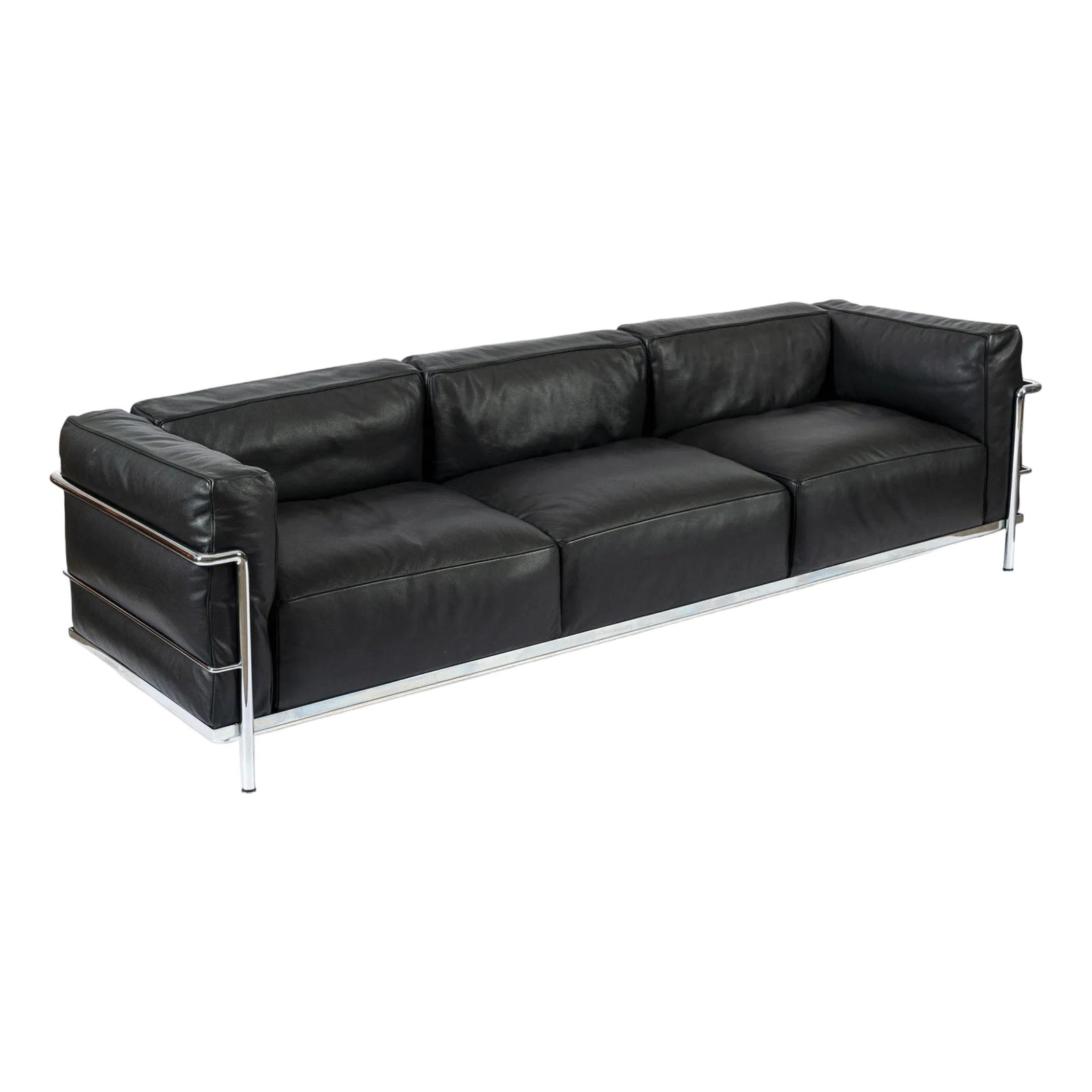 Cassina Lc3 Black Leather Three-Seat Sofa by Le Corbusier 2007 | Chairish