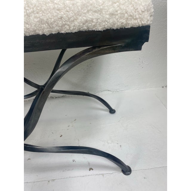 Late 20th Century Hand Wrought Iron Upholstered Bench | Chairish