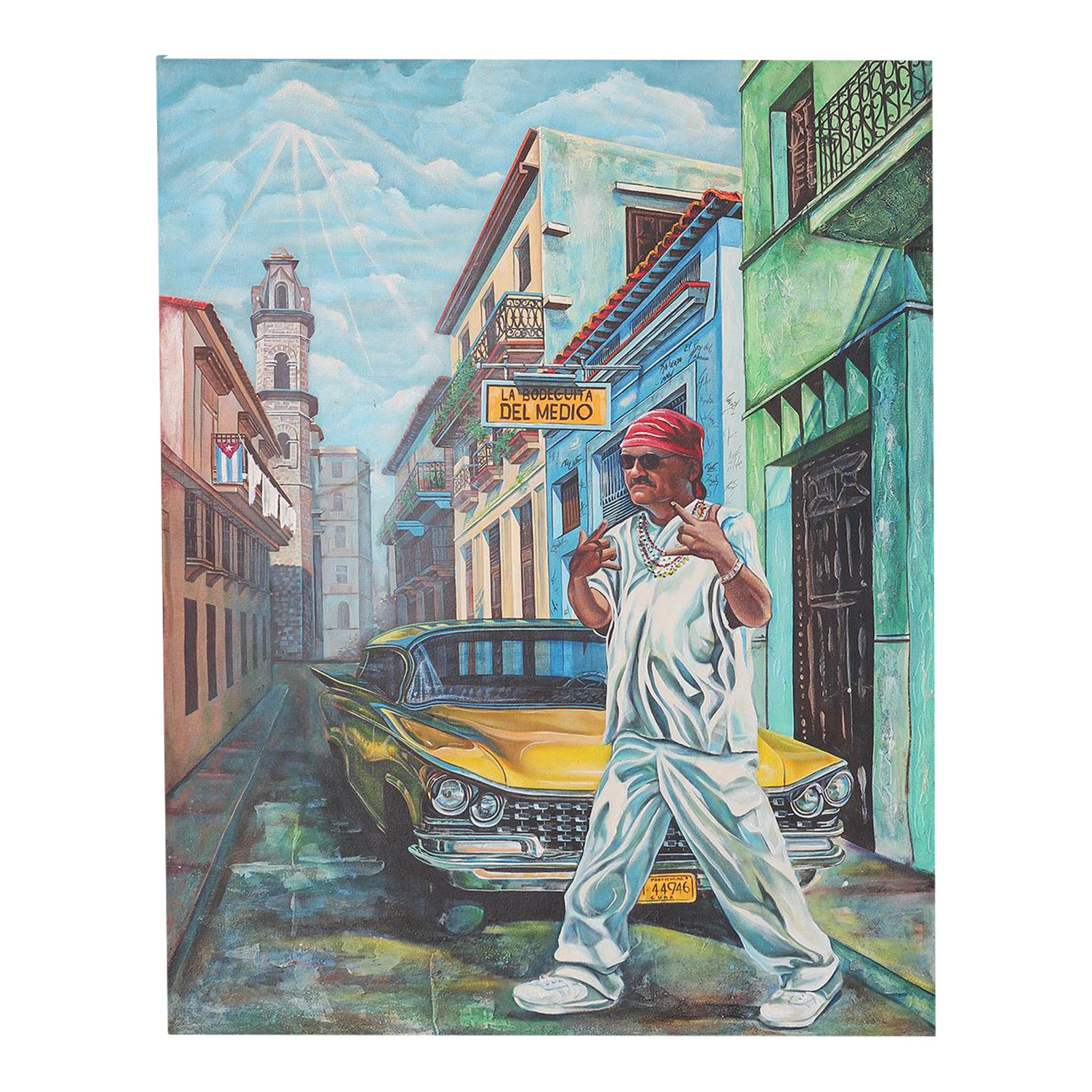 Colorful Modern Contemporary Street Scene Painting | Chairish