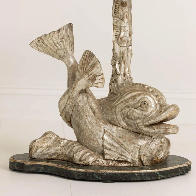19th Century Italian Silver Leaf Dolphin Side Table With Original Wood ...