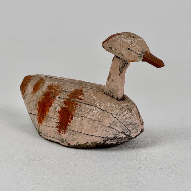 Antique Root Head Coot Duck Decoy in Pink, Primitive Folk Art Early ...