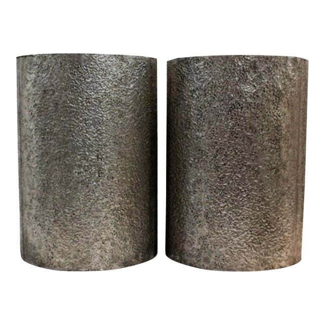 Side Tables, Modern Silver and Black, Pair | Chairish