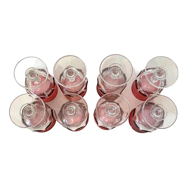 King's Crown Goblet Clear Ruby Flash Edge Vintage Indiana Glass Set of ...