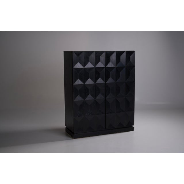 Brutalist Bar Cabinet with Graphic Diamond Pattern from Defour, 1970s ...