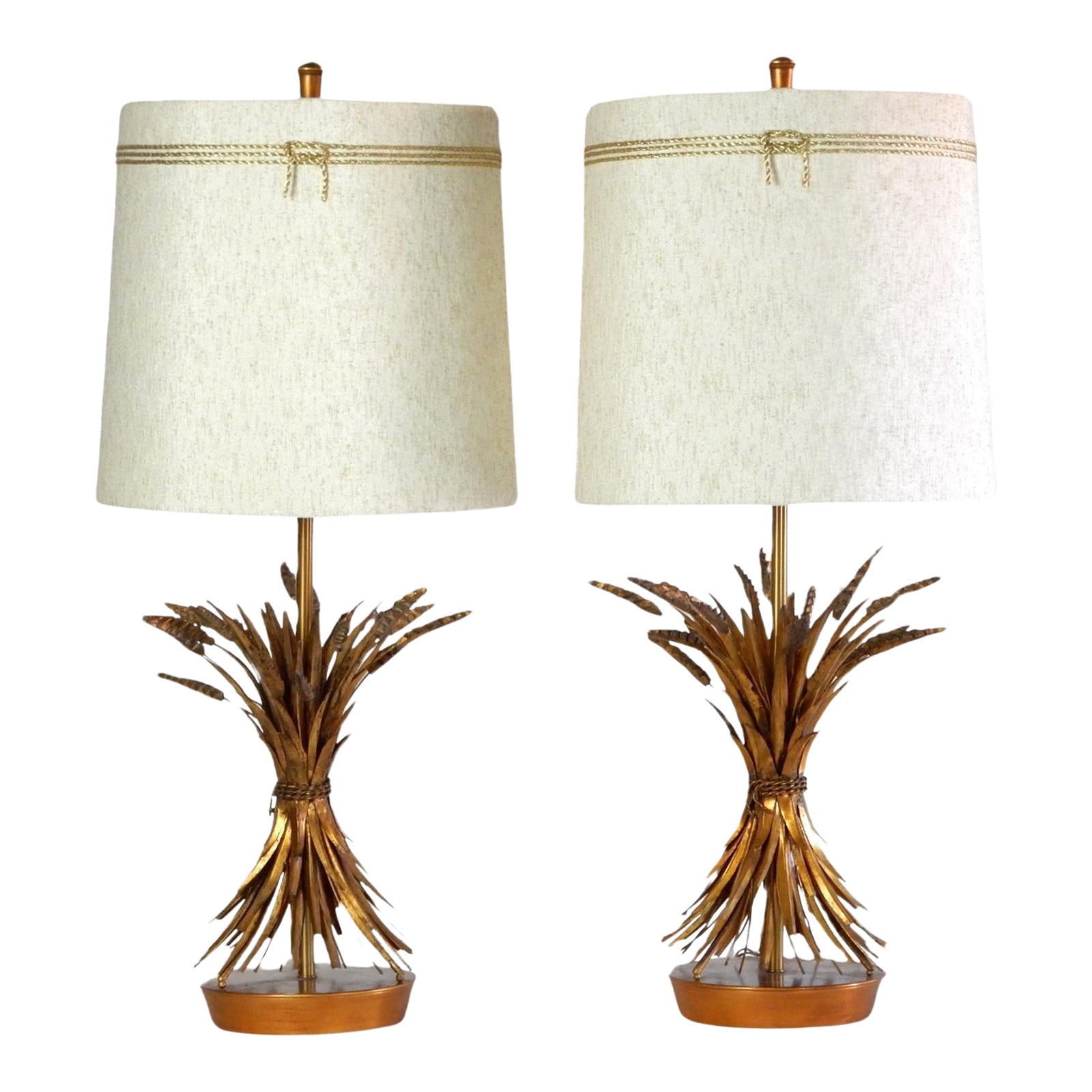 Mid-Century Italian Sheaf of Wheat Gold Gilt Table Lamps by The Marbro ...