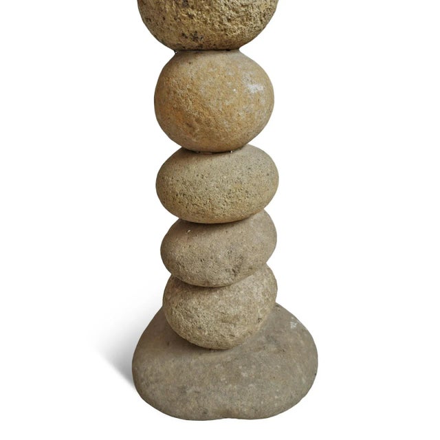 Outdoor Stacked River Rock Light House Post | Chairish