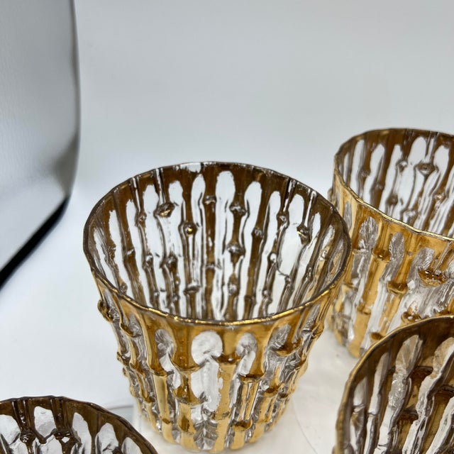 Set of 8 1960s Mid-Century Imperial Bamboo Rocks Glasses With 22k Gold ...