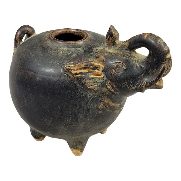 Southeast Asian Clay Elephant Lime Pot | Chairish