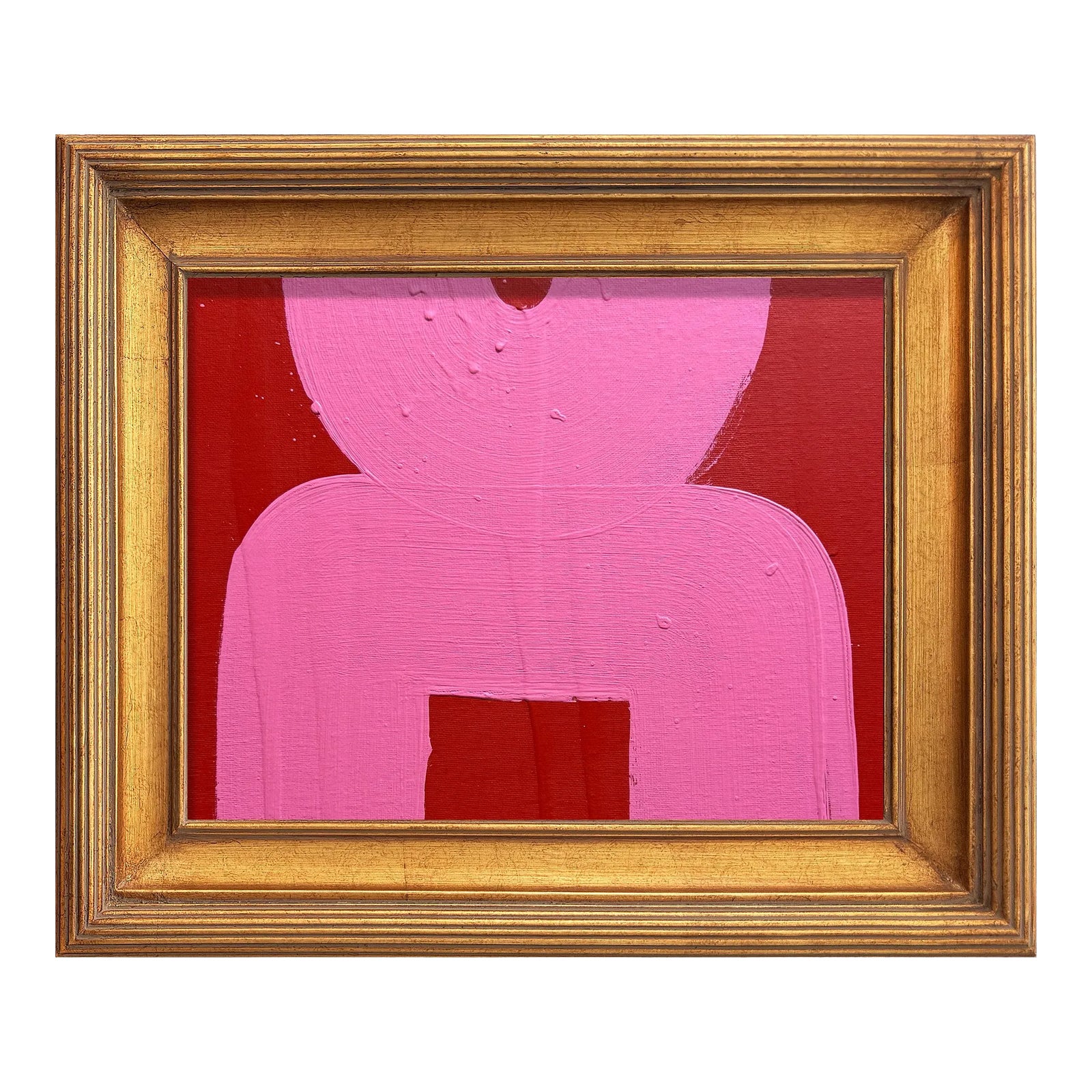 Ron Giusti Mini Artifact Kokeshi Doll Head Red Pink Acrylic Painting ...