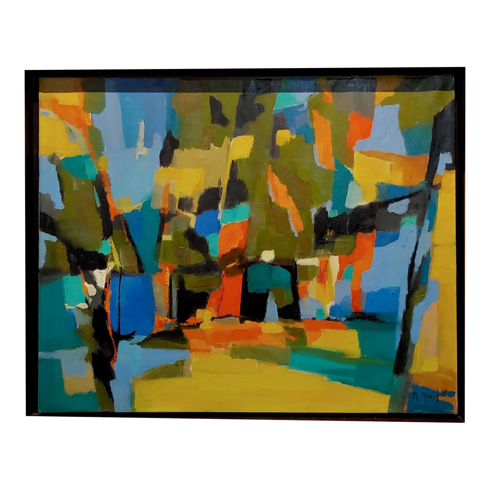Marcel Mouly -Abstract Composition of Colors-1960 French Fauvist Oil ...
