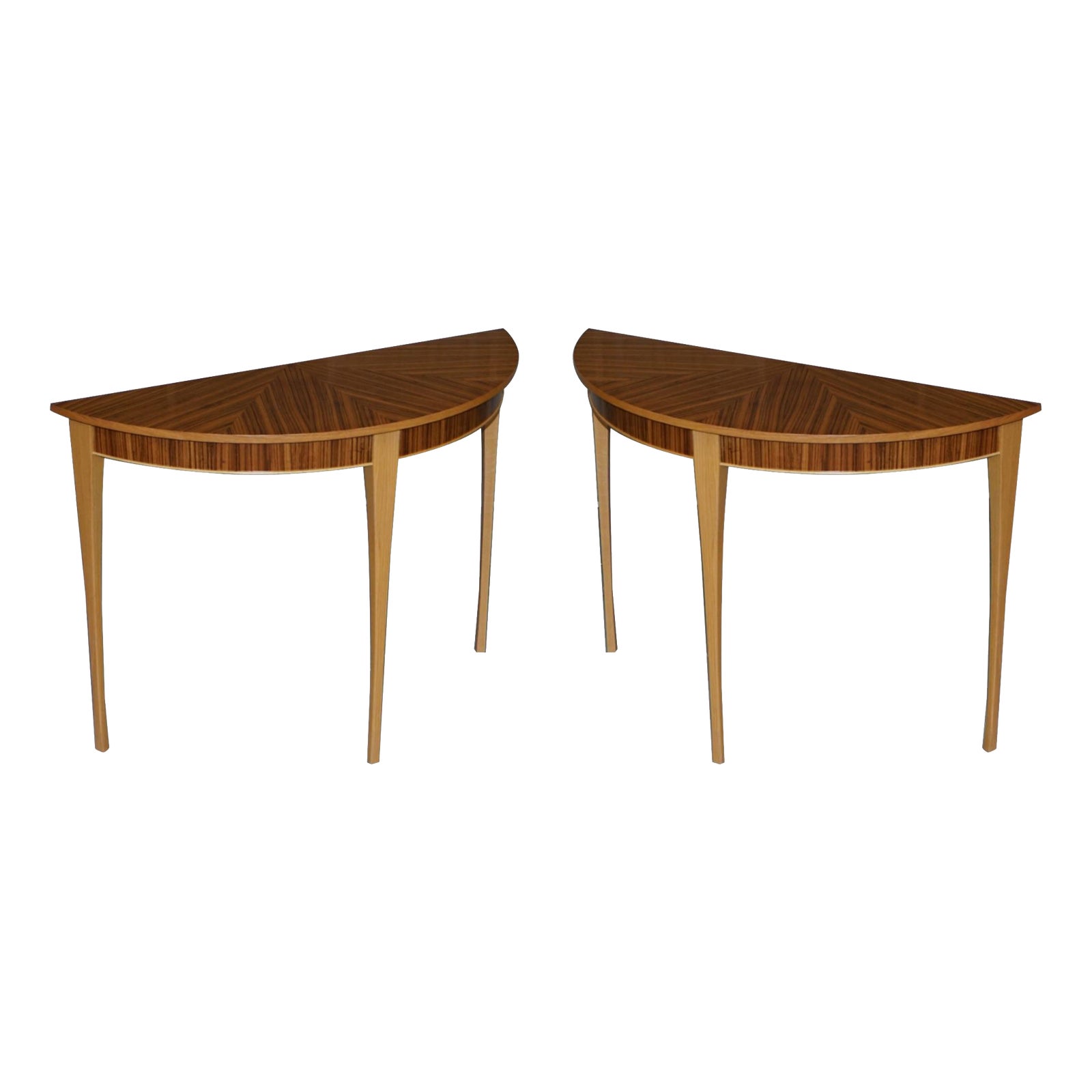 Zebrano Wood Demi-Lune Console Tables from Bevan Funnell, Set of 2 ...
