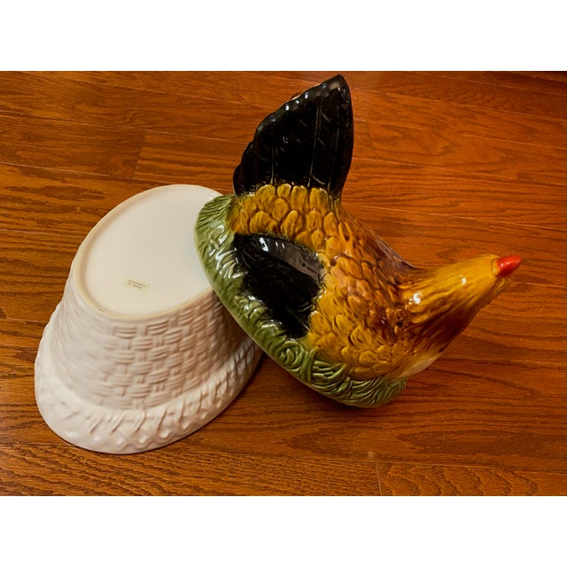 1980 Large Ceramic Hen Rooster Hand Painted Signed Tureen 2 Piece ...