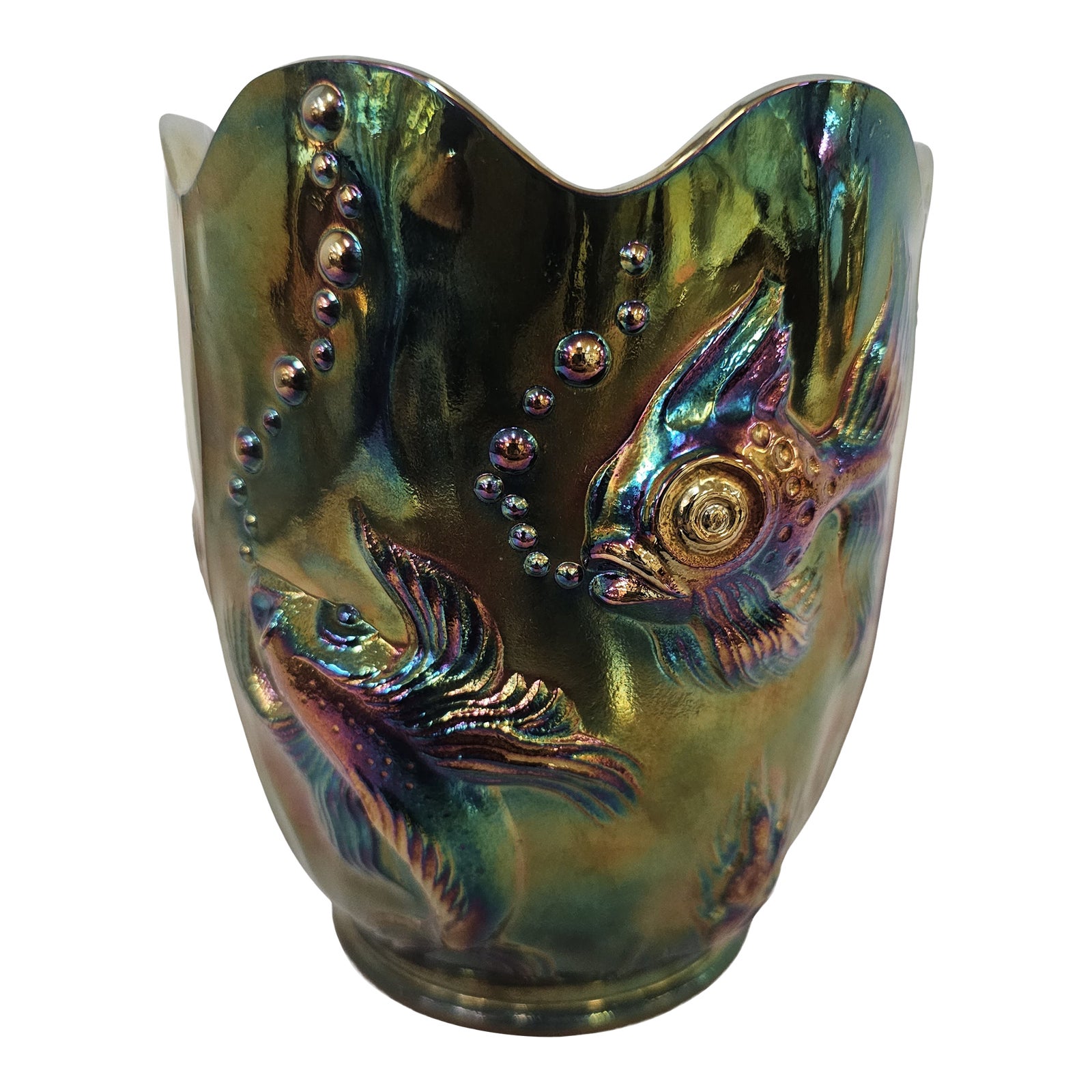 Mid Century Modern Fenton Iridescent Amethyst Carnival Glass Atlantis ...