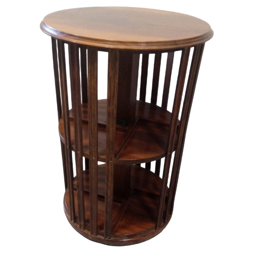 Vintage Round Revolving Side Table | Chairish