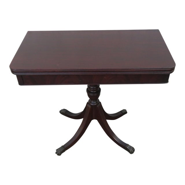 Duncan Phyfe Carved Mahogany Card Gaming Console Table | Chairish