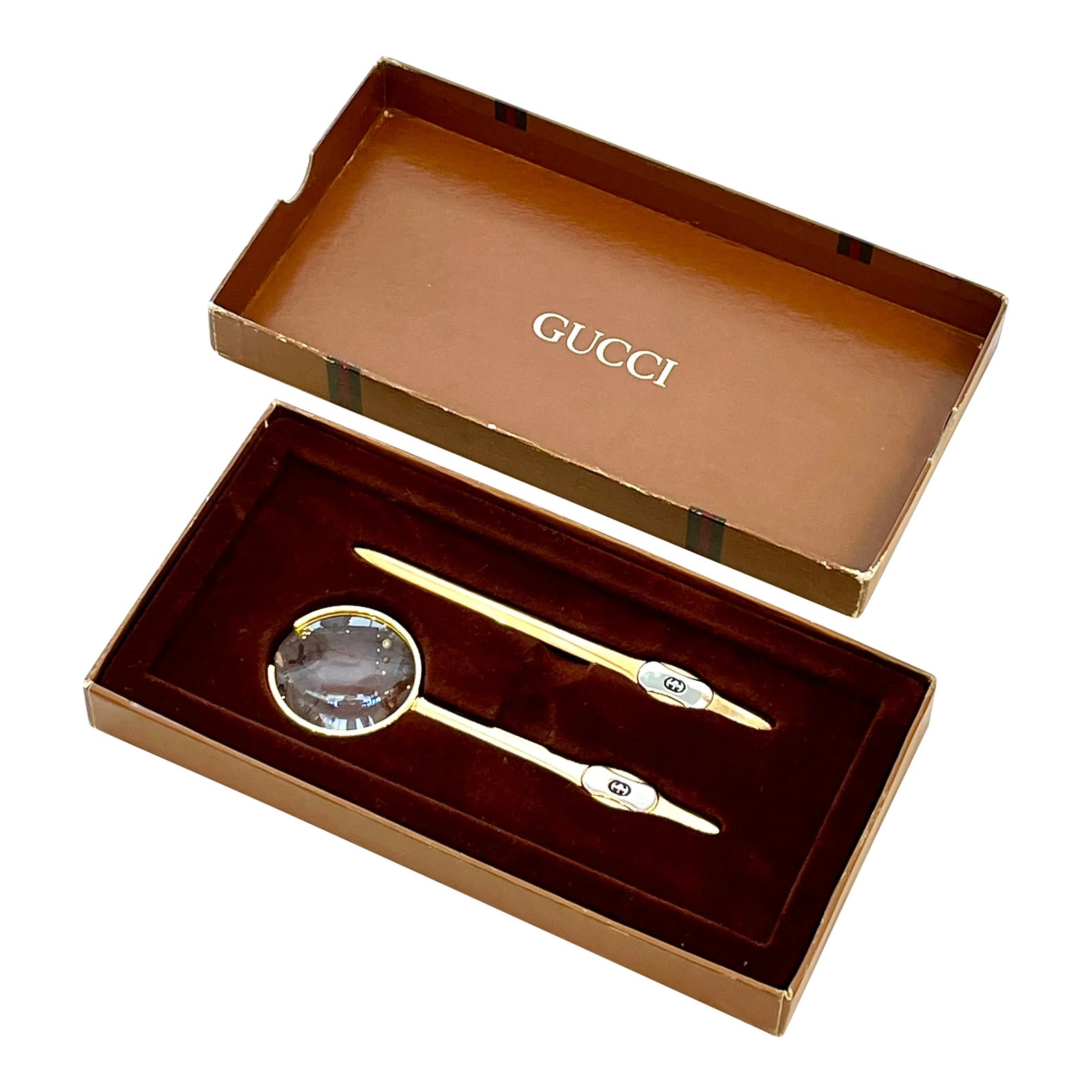 Late 20th Century Vintage Gucci Desk Accessory Set- 2 Pieces | Chairish