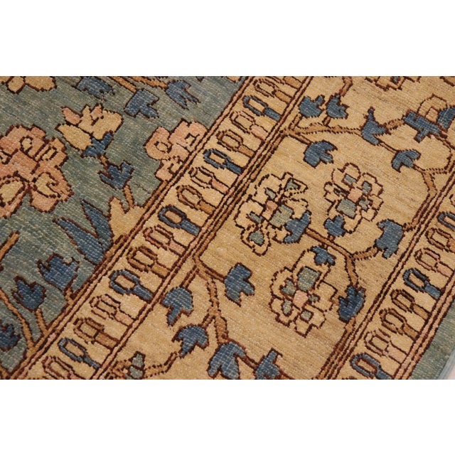 1980s Boho Chic Low Pile Lt. Blue/Tan Wool Rug - 8'11" X 11'9" | Chairish