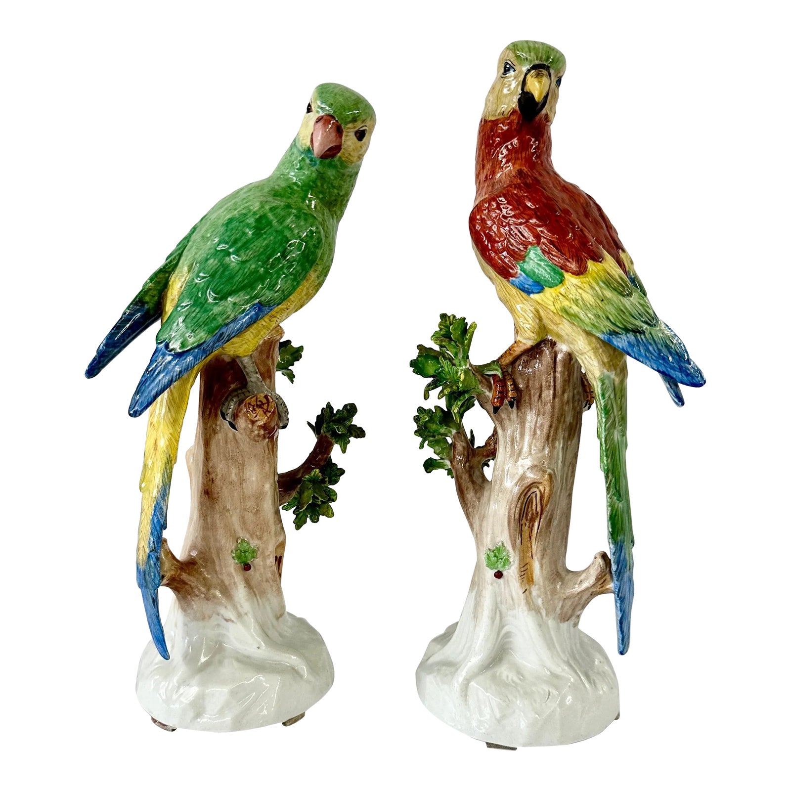 German Dresden Tall Parrots - Set of 2 | Chairish