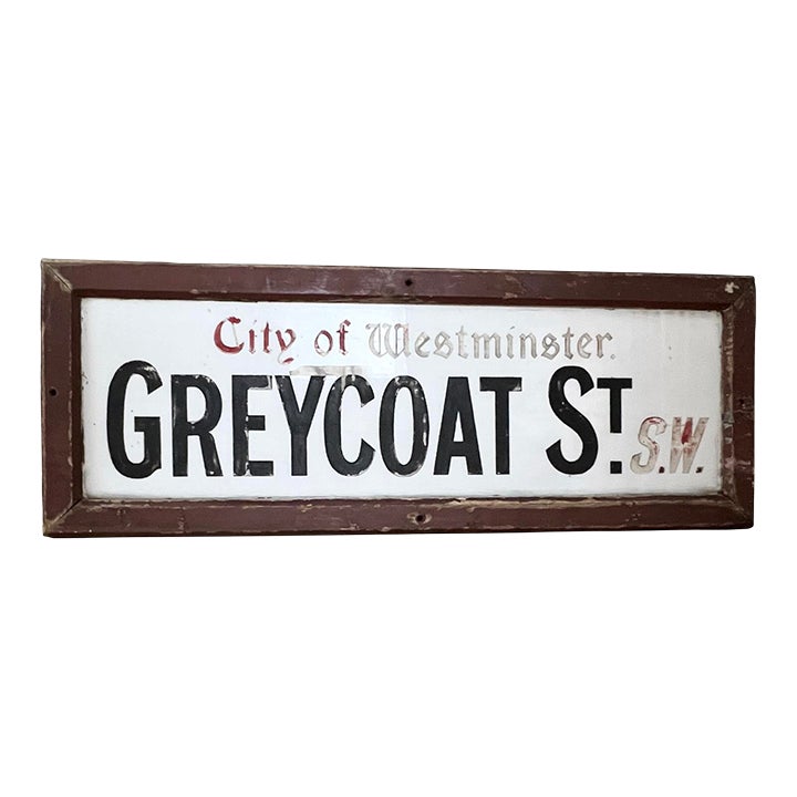 1900 London Milk Glass Street Sign | Chairish