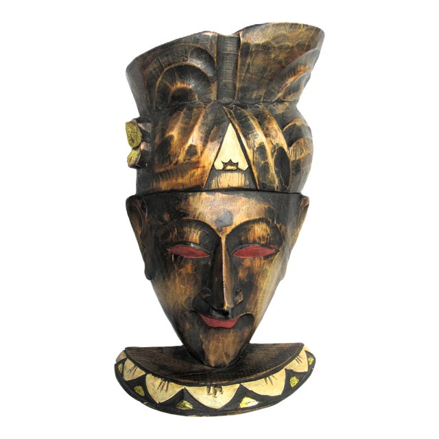 Vintage Carved Wooden Face Stand | Chairish
