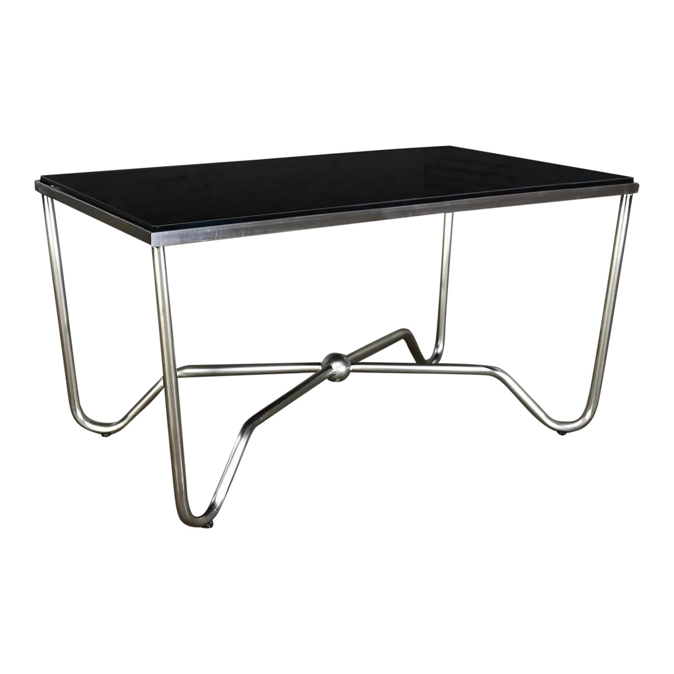 Late 20th Century Modern Brushed Steel Tube Coffee Table With ...