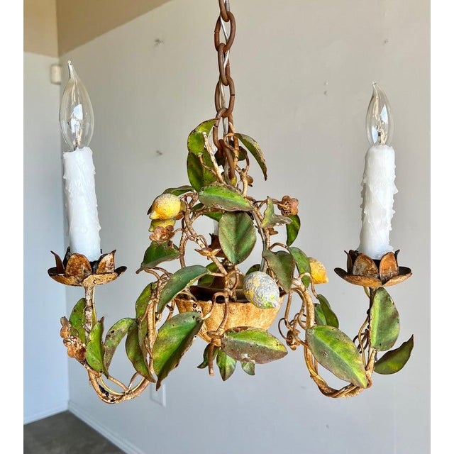 Painted Iron Lemon Chandelier, C. 1930’s | Chairish
