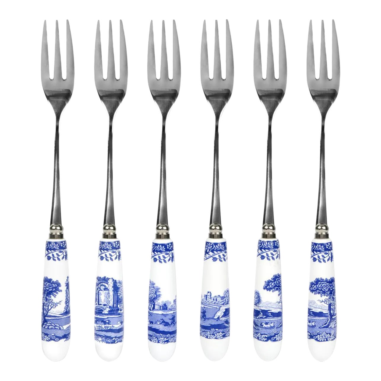 Spode Blue Italian Pastry Forks, Set of 6 | Chairish