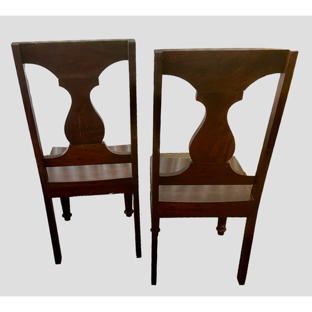 1970s Natural Wood Splat Back Dining Side Chairs- Set of 2 | Chairish