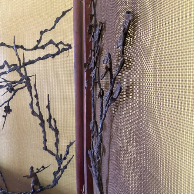 Japanese Rosewood or Teak 4 Panel Table Screen | Chairish