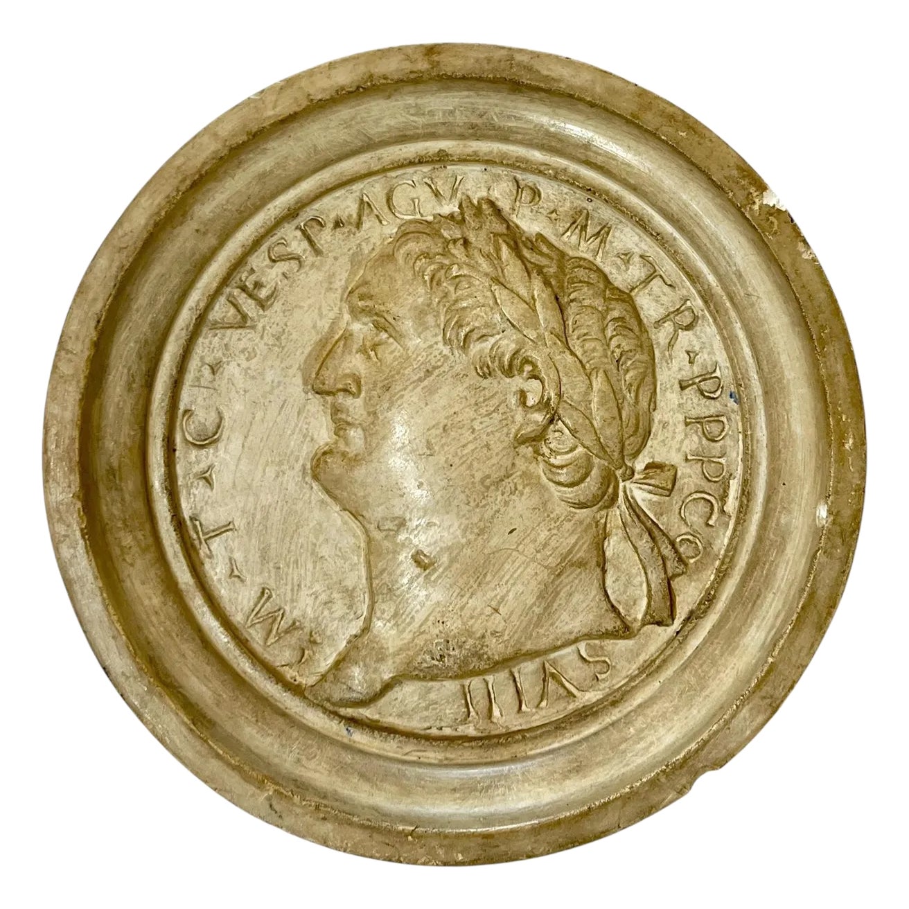 Vintage Grand Tour Plaster Intaglio of Roman Emperor Vespasian | Chairish