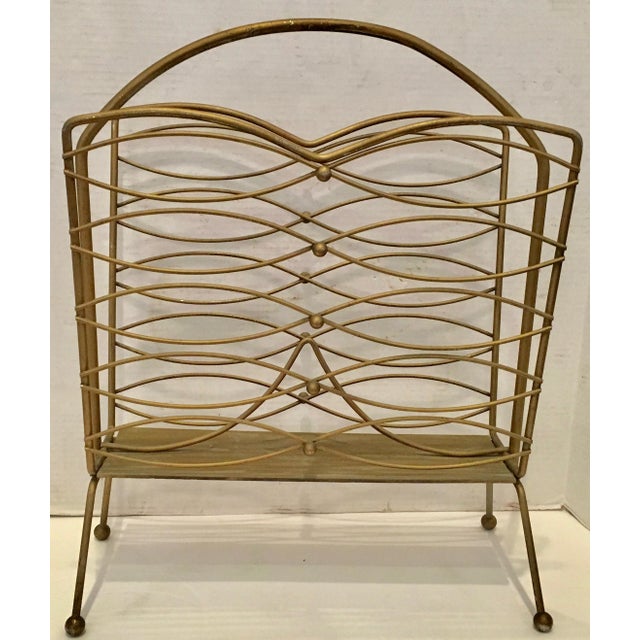 Vintage Metal Magazine Rack | Chairish
